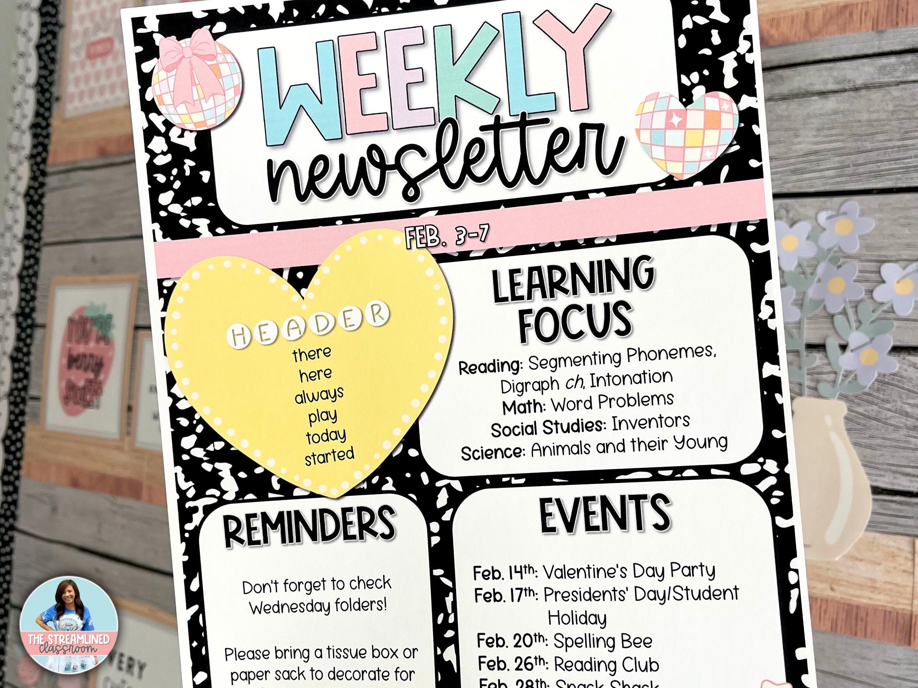 February Newsletter Templates - Weekly or Monthly Editable Classroom ...