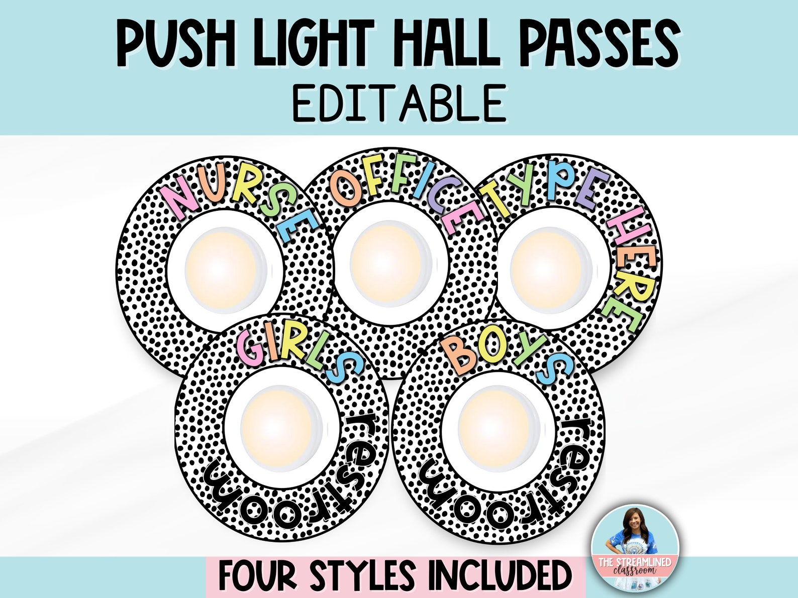 Push Light Classroom Hall Pass System - Editable School Pass Signs ...