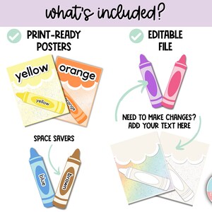 Color Word Posters for Classroom - Editable Printable Posters - Crayons ...