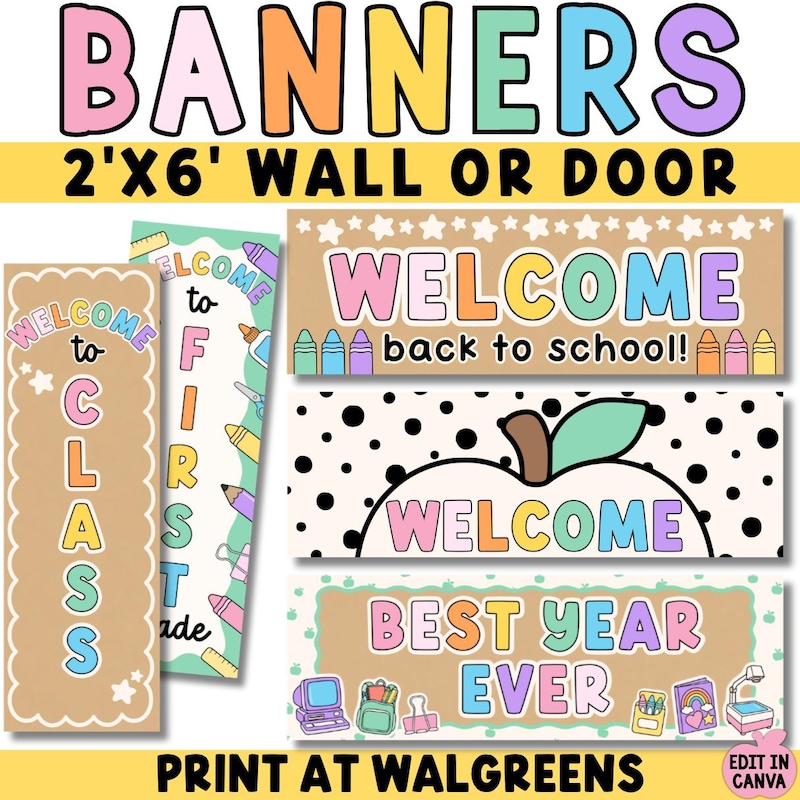 Back to School Banners - Etsy