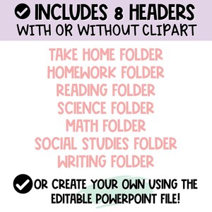 Folder Covers for Homework, Subject, or Take Home Folders - Student and ...