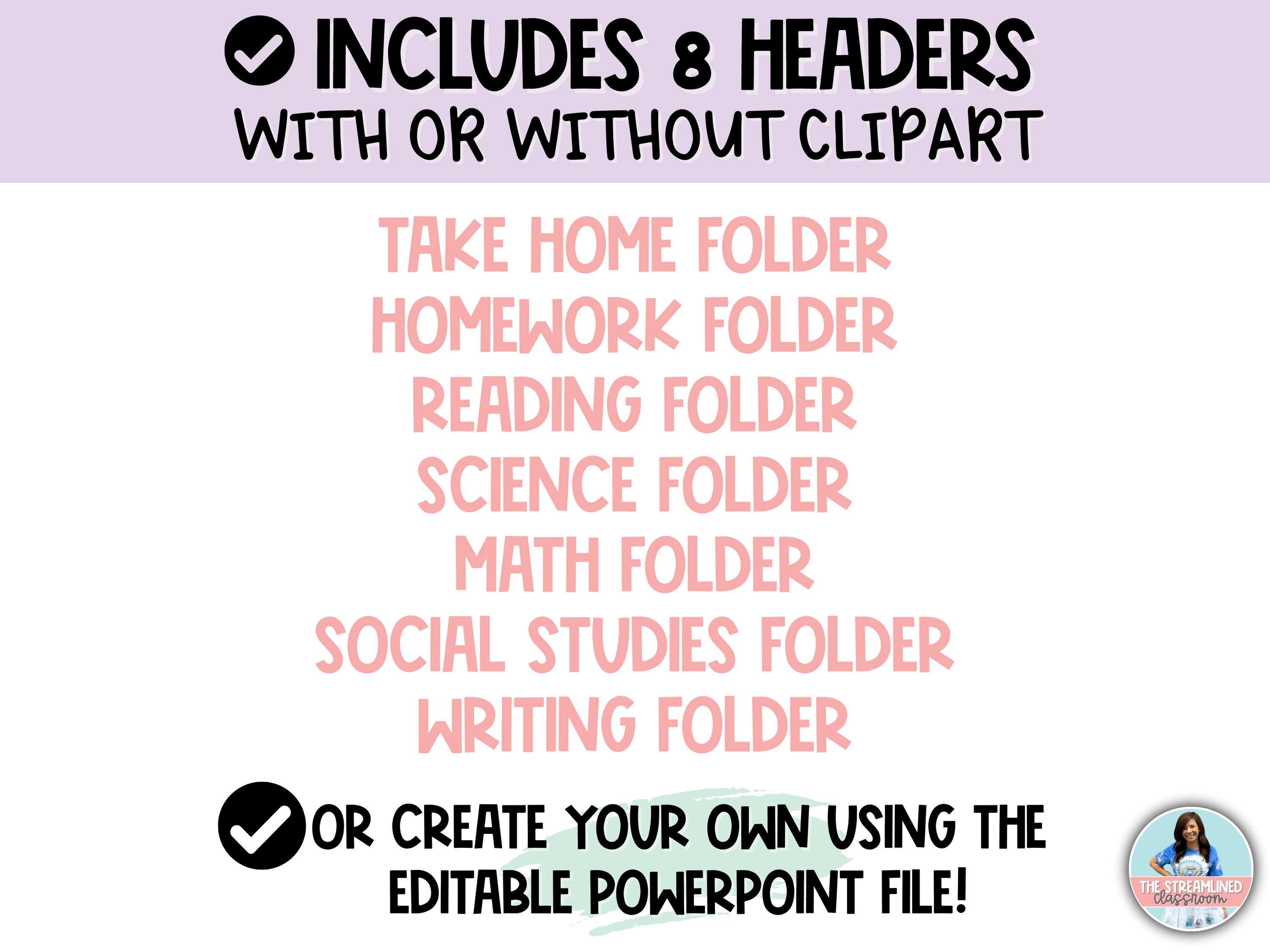Folder Covers for Homework, Subject, or Take Home Folders - Student and ...