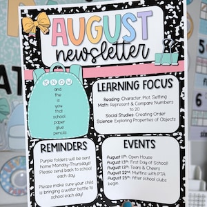 August Newsletter Templates - Weekly Monthly Editable Classroom Back-to ...