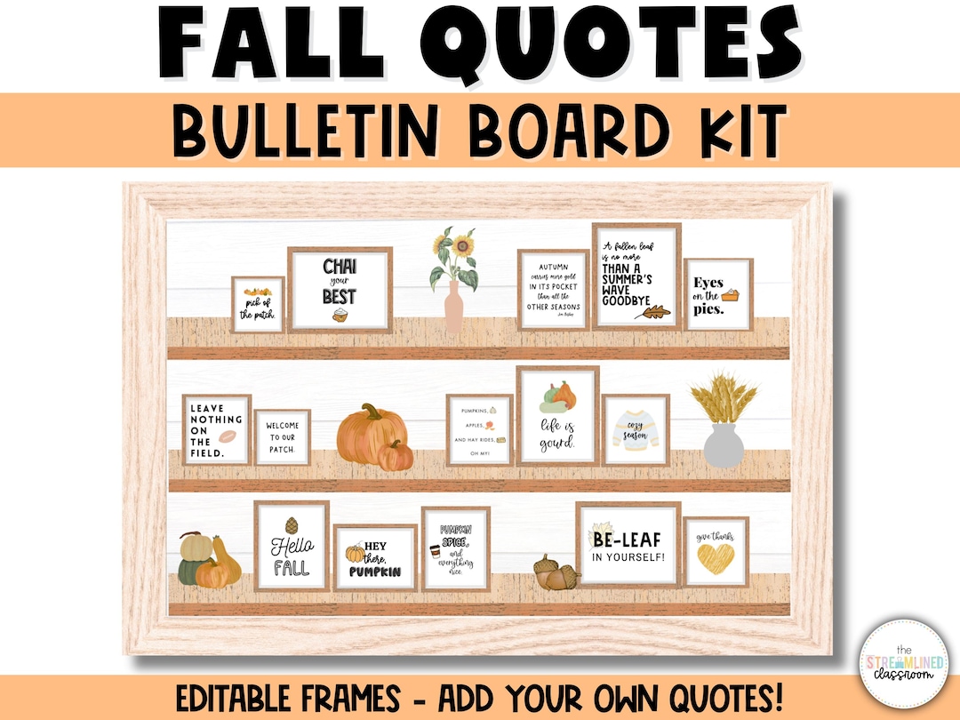Fall Quotes and Phrases Bulletin Board Kit or Classroom Door Decoration ...