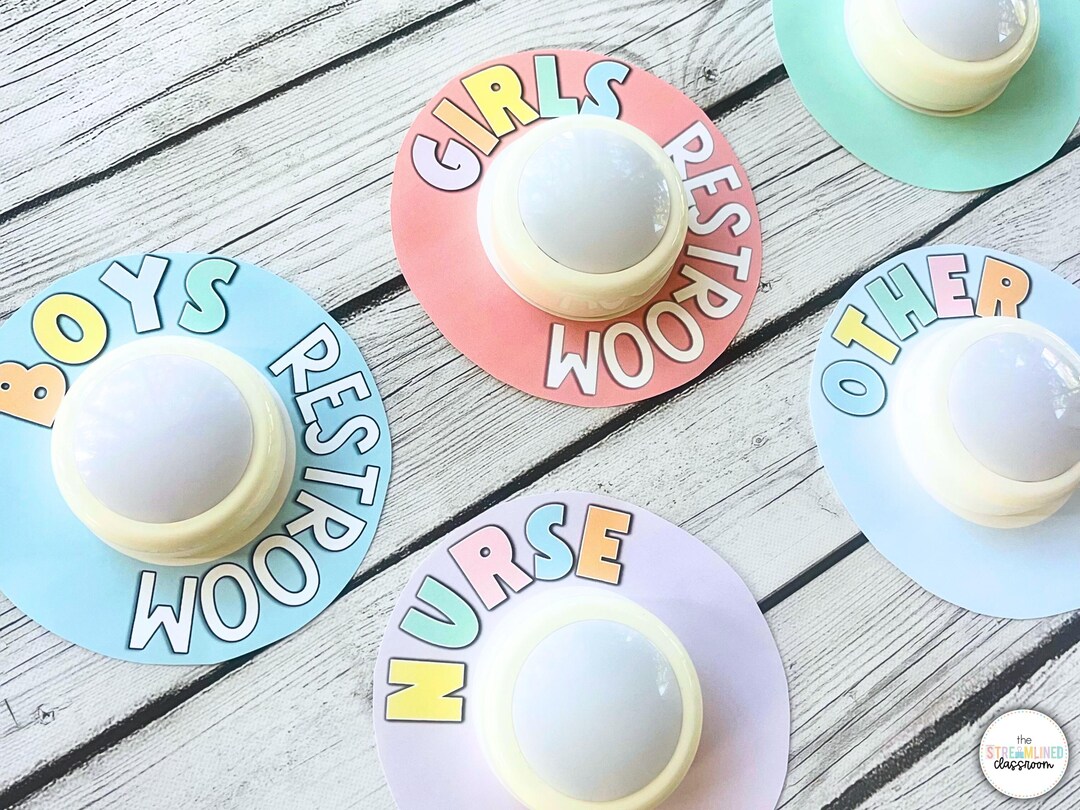 Hall Pass System for Push, Puck, or Tap Lights - Pastel Classroom Decor ...