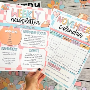 November Newsletter Template Monthly or Weekly Editable Classroom ...