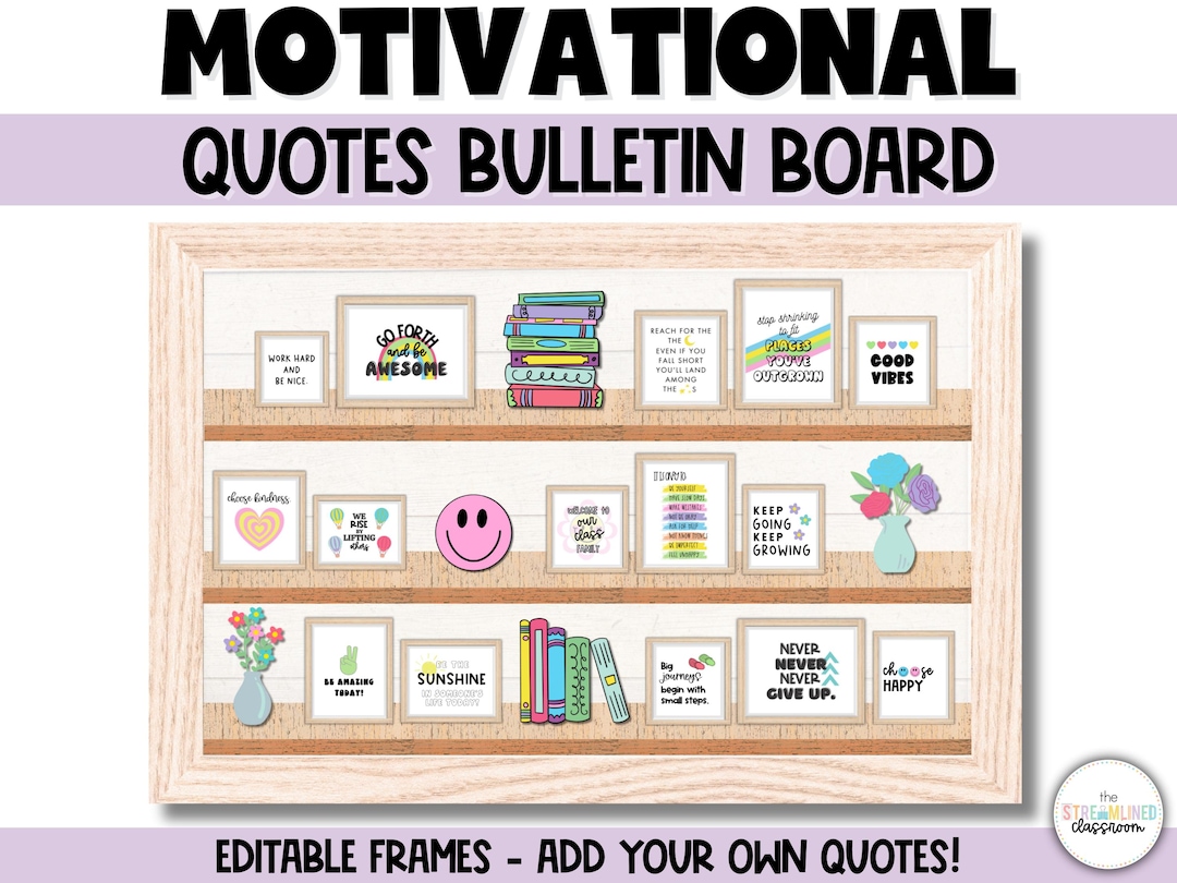 Motivational Quotes Bulletin Board Kit or Classroom Door - Editable ...