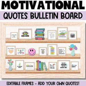 Motivational Quotes Bulletin Board Kit or Classroom Door - Editable ...