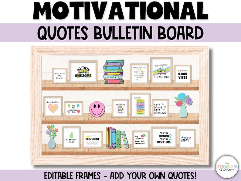 Motivational Quotes Bulletin Board Kit or Classroom Door - Editable ...