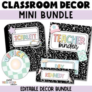 Composition Notebook Classroom Decor Mini Bundle - Pastel Classroom ...