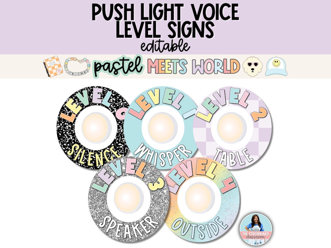 Push Light Voice Level Signs - Editable Voice Level Tap Light Posters ...