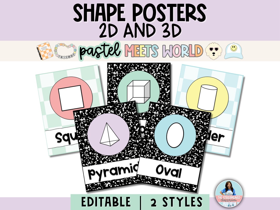 Shape Posters for Classroom - Editable Printable Posters - 2D and 3D ...