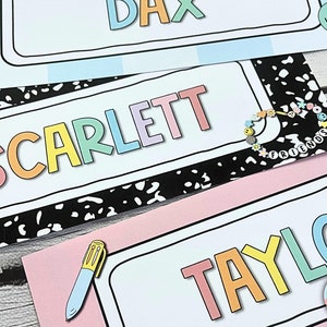 Student Desk Tags or Classroom Name Plates - Editable Template - Pastel ...