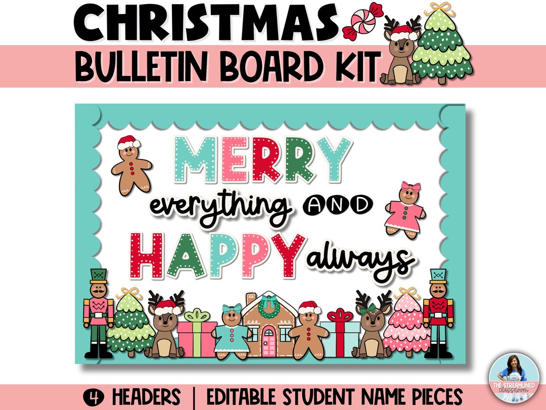 Christmas Bulletin Board Kit or Door Decor - Printable December Holiday ...
