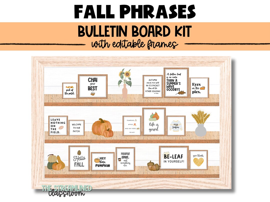 Fall Quotes and Phrases Bulletin Board Kit or Classroom Door Decoration ...