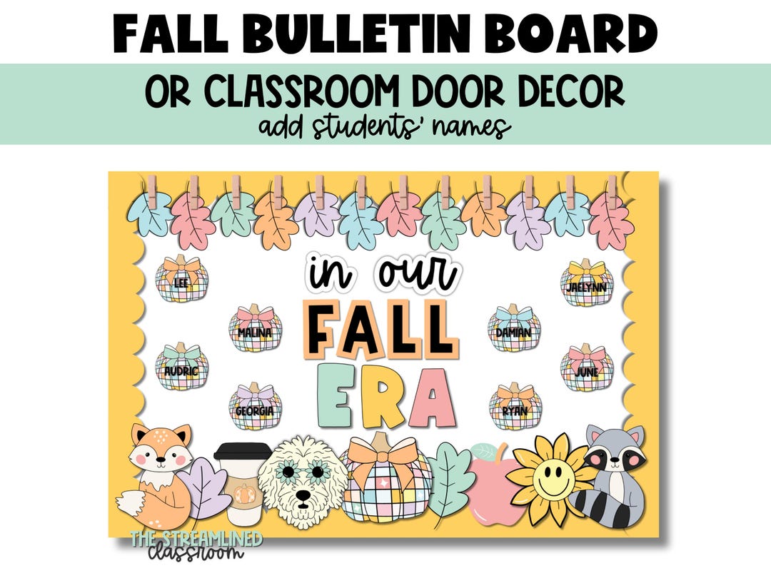 In Our Fall Era Bulletin Board - Autumn Door Decor Kit - Disco Pumpkins ...