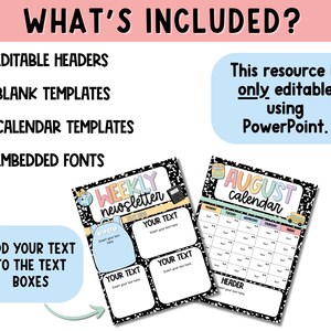 August Newsletter Templates - Weekly Monthly Editable Classroom Back-to ...