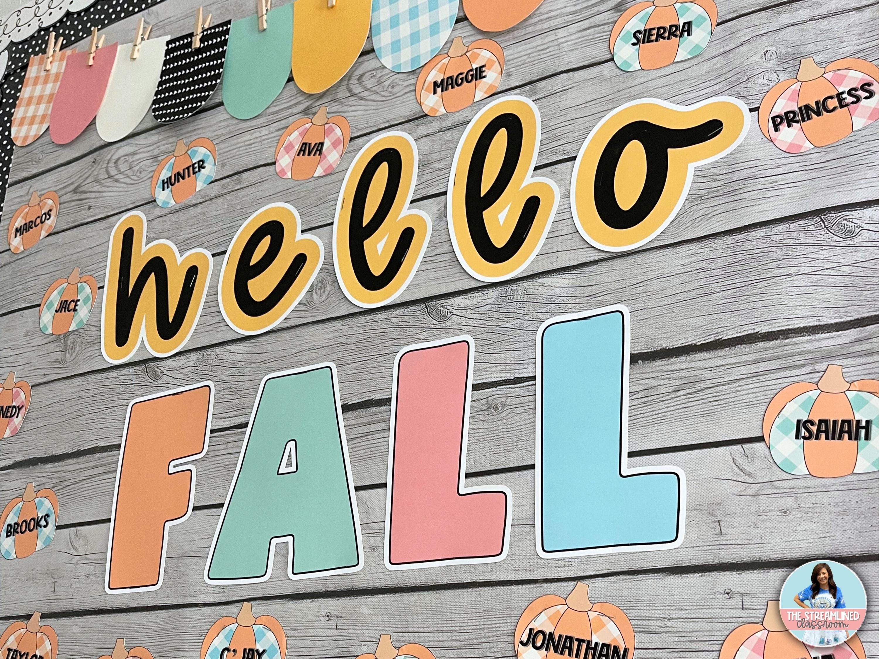 Hello Fall - Fall Bulletin Board Kit - Autumn Door Decor - Editable ...