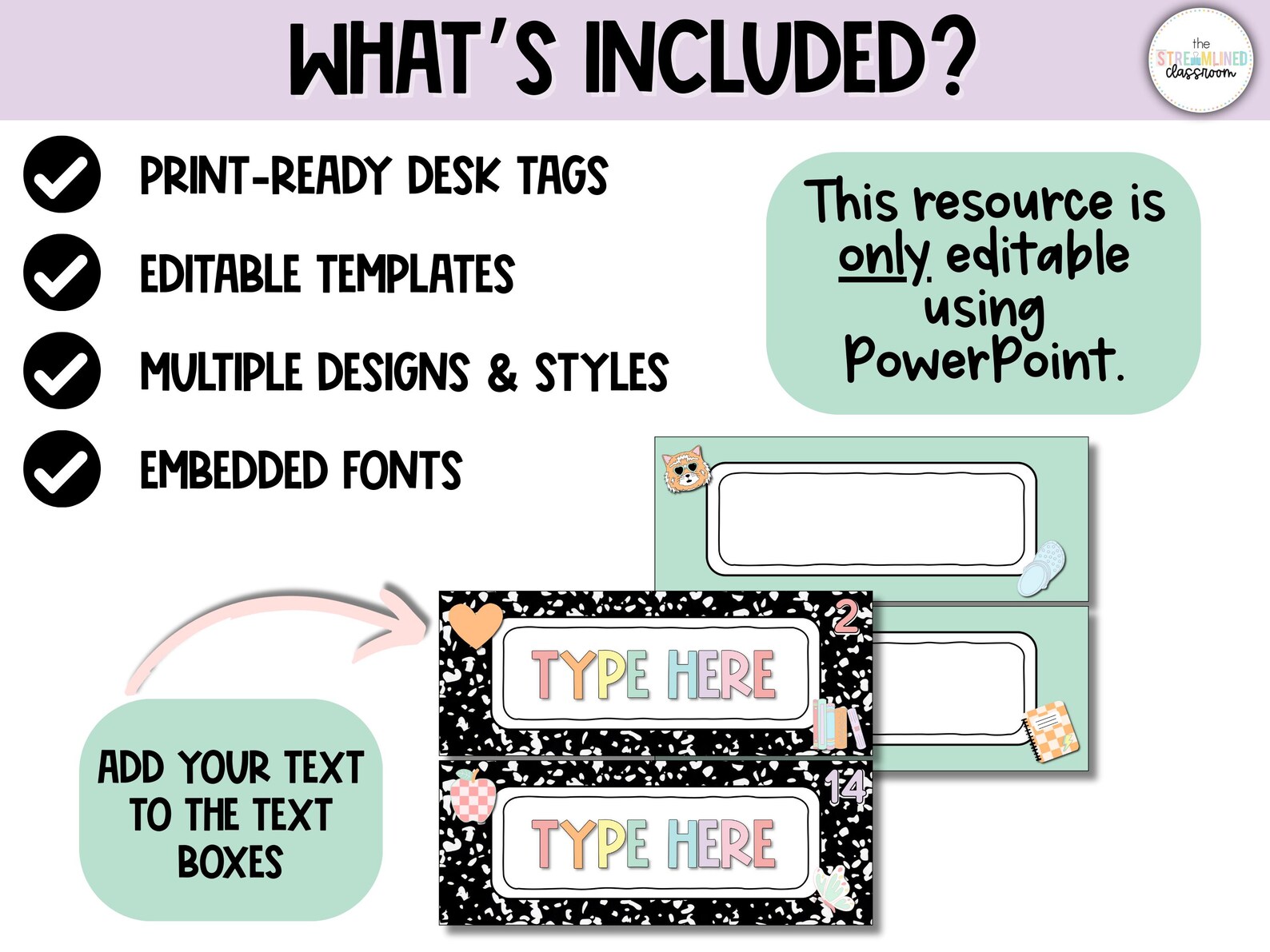 Student Desk Tags or Classroom Name Plates - Editable Templates ...