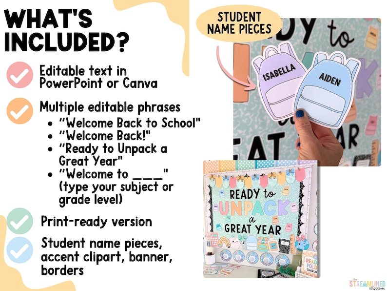 Welcome Back to School Bulletin Board or Classroom Door Decor Kit ...