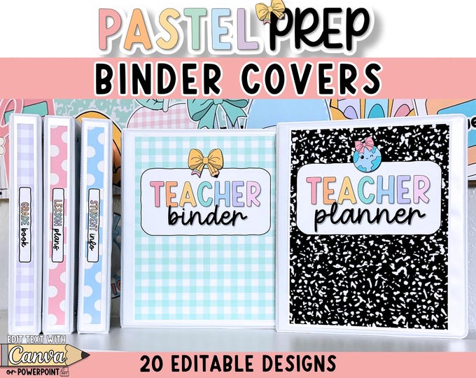 Binder Cover & Spine Set Blue Blush | Editable Binder Covers | Printable Binder Cover | Student ...