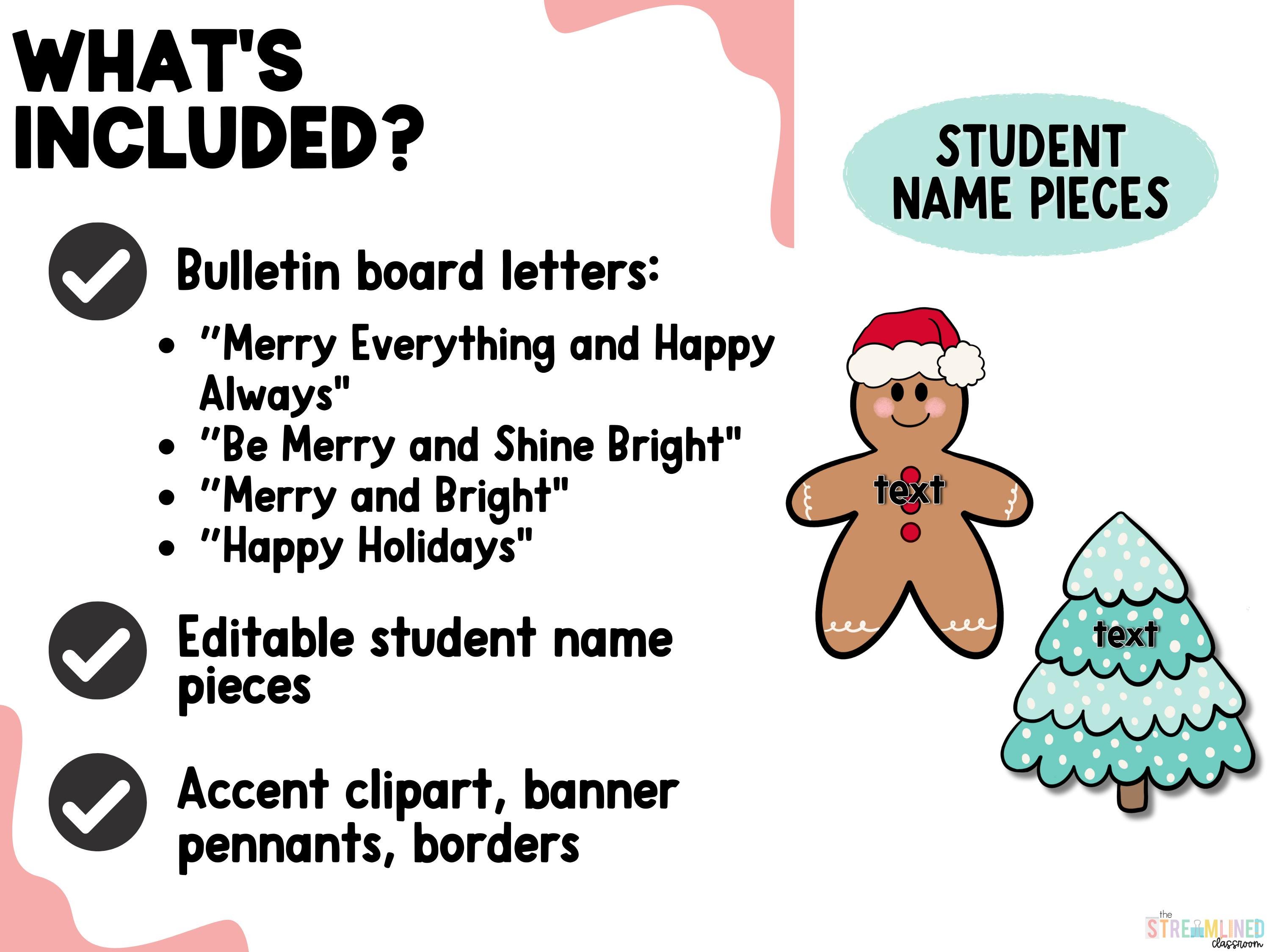 Christmas Bulletin Board Kit | Holiday Door Decor for Classroom ...
