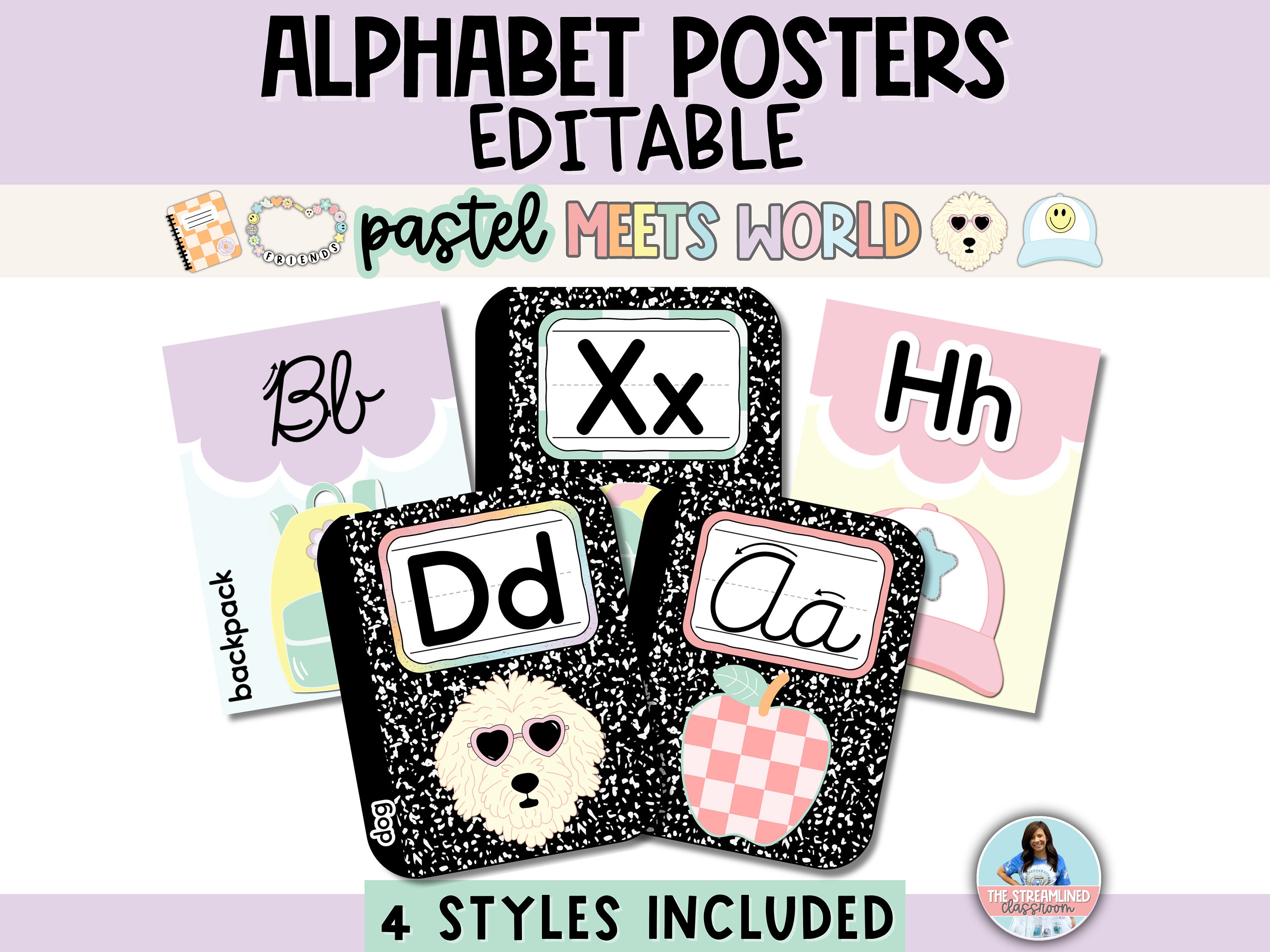 Composition Notebook Alphabet Posters | Pastel Classroom Decor ...