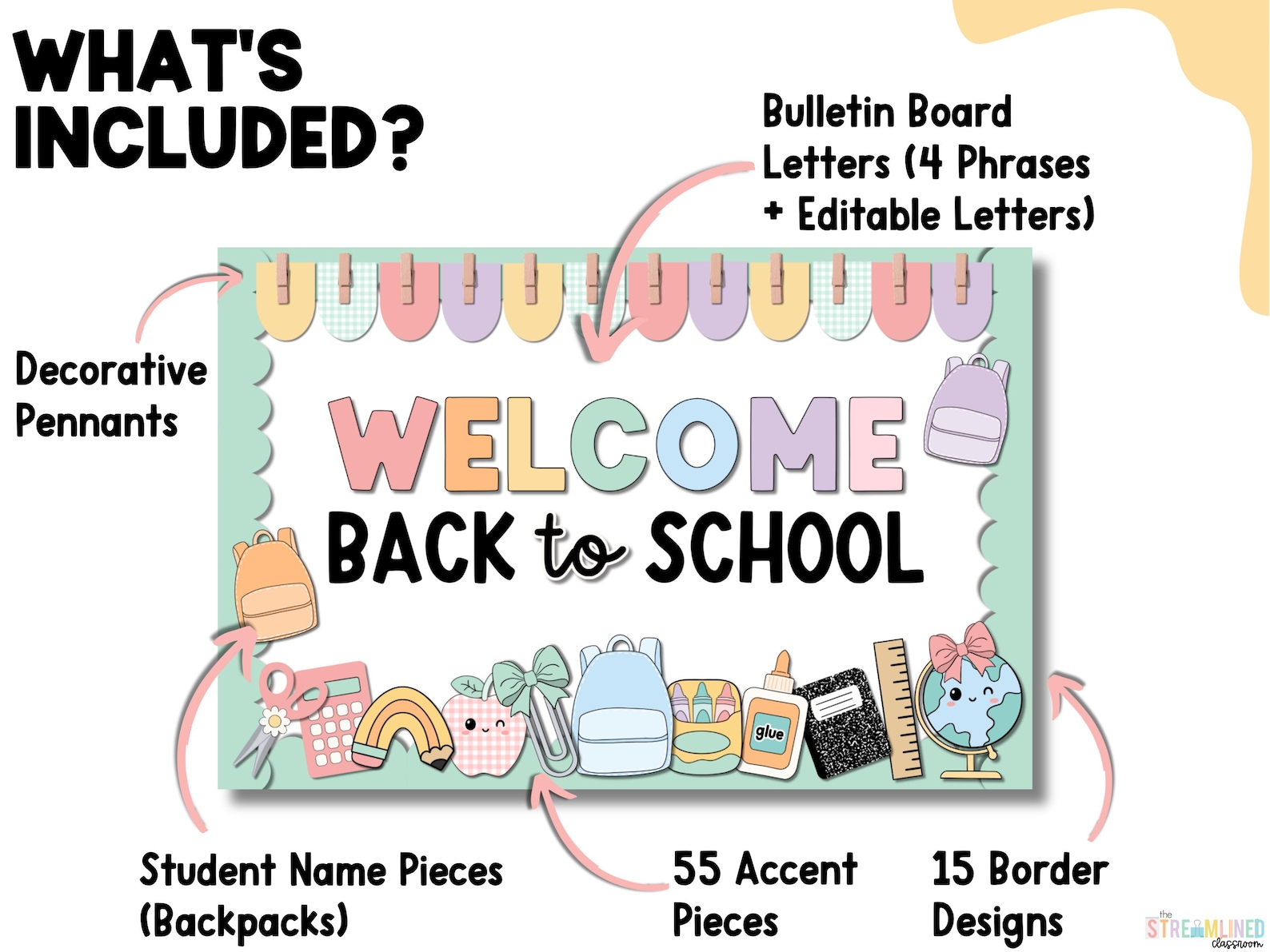 Welcome Back to School Bulletin Board or Classroom Door Decor Kit ...