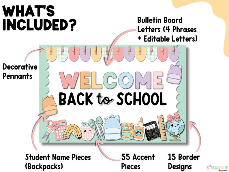 Welcome Back to School Bulletin Board or Classroom Door Decor Kit ...