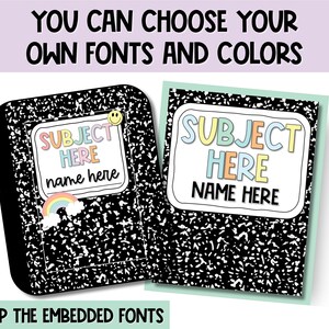 Composition Notebook Labeling Bundle - Teacher Binder Covers - Half ...