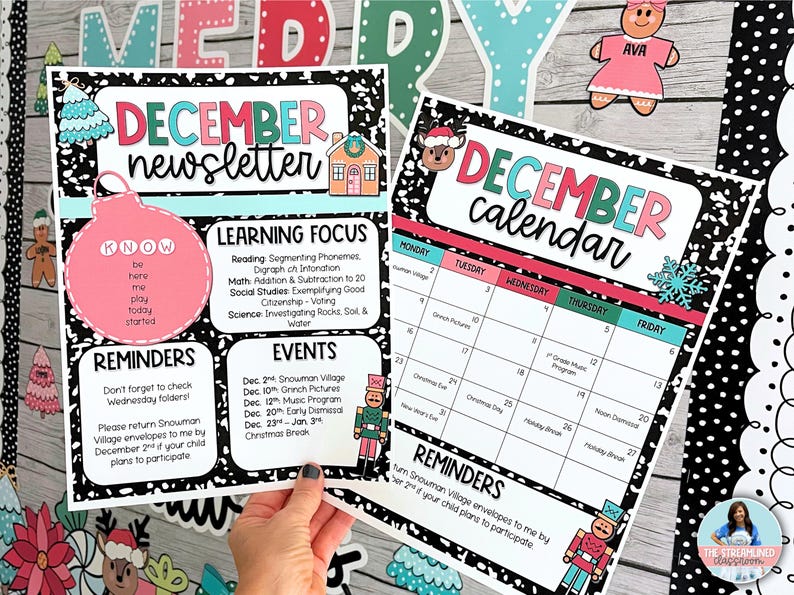 December Newsletter Template - Weekly or Monthly Editable Classroom ...