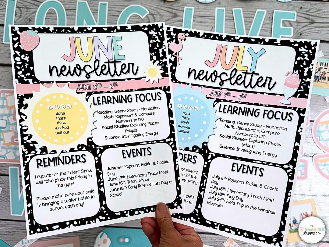 June and July Newsletter Templates - Weekly or Monthly Editable ...