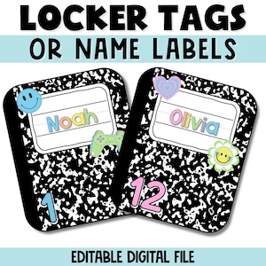 Student Locker Tags or Classroom Name Labels - Editable Retro ...
