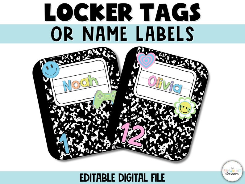 Student Locker Tags or Classroom Name Labels - Editable Retro ...