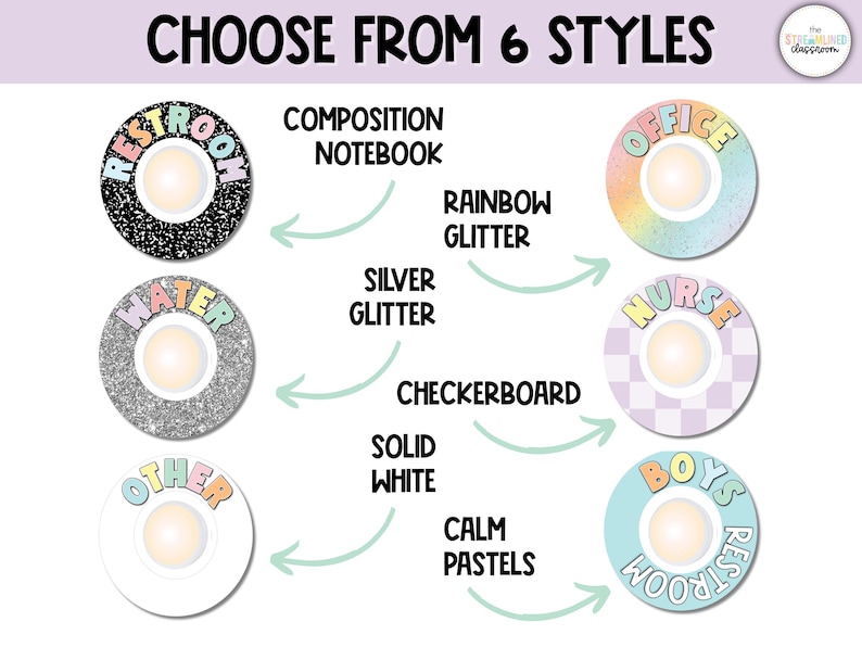 Hall Pass System for Push, Puck, or Tap Lights - Pastel Classroom Decor ...