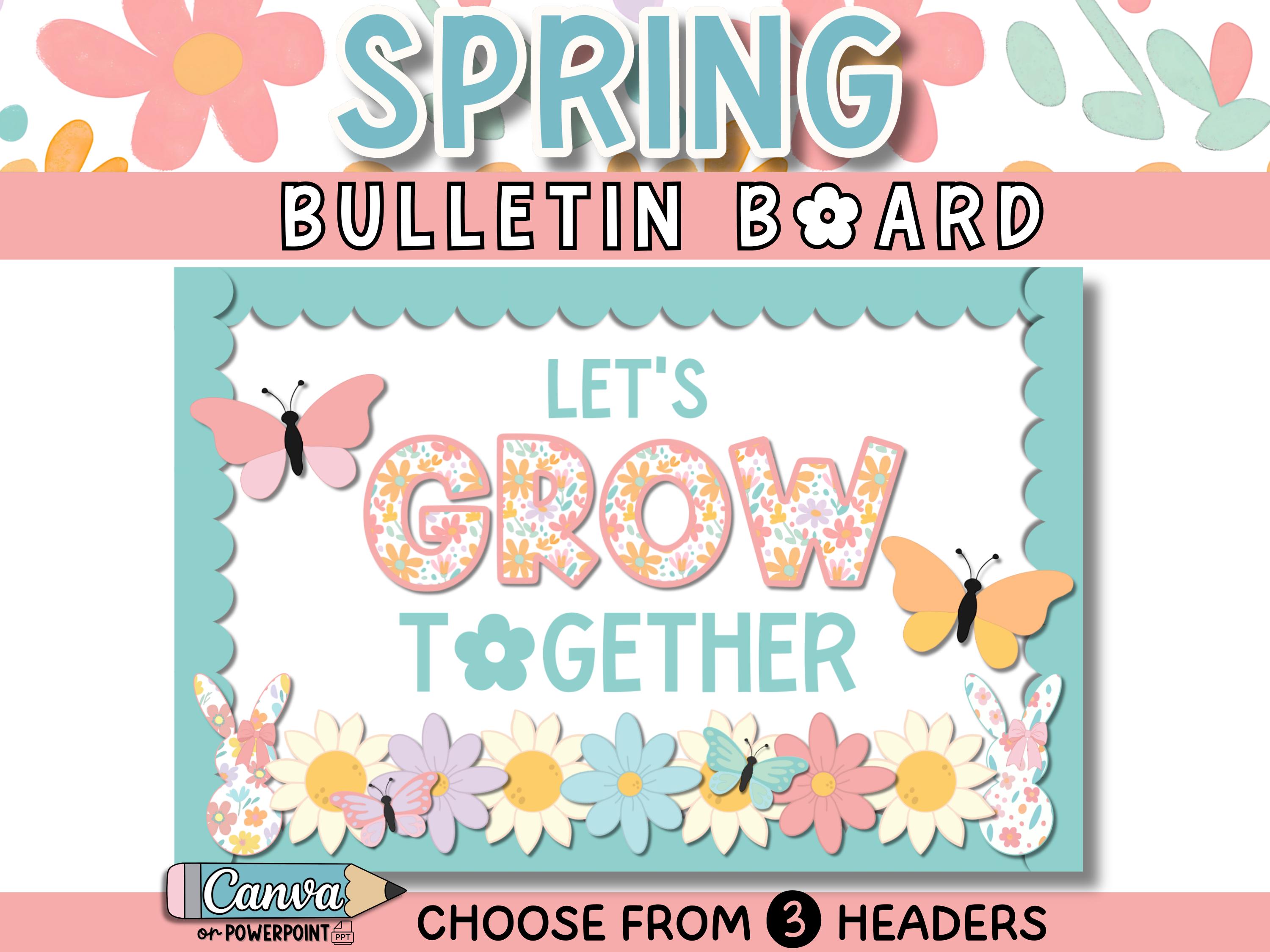 Spring Bulletin Board - Trendy Spring Easter Classroom Decor - April or ...