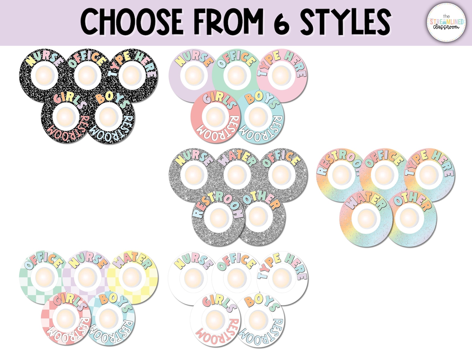 Hall Pass System for Push, Puck, or Tap Lights - Pastel Classroom Decor ...