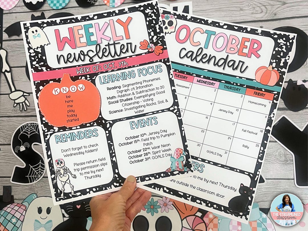 October Newsletter Template - Monthly or Weekly Editable Classroom ...