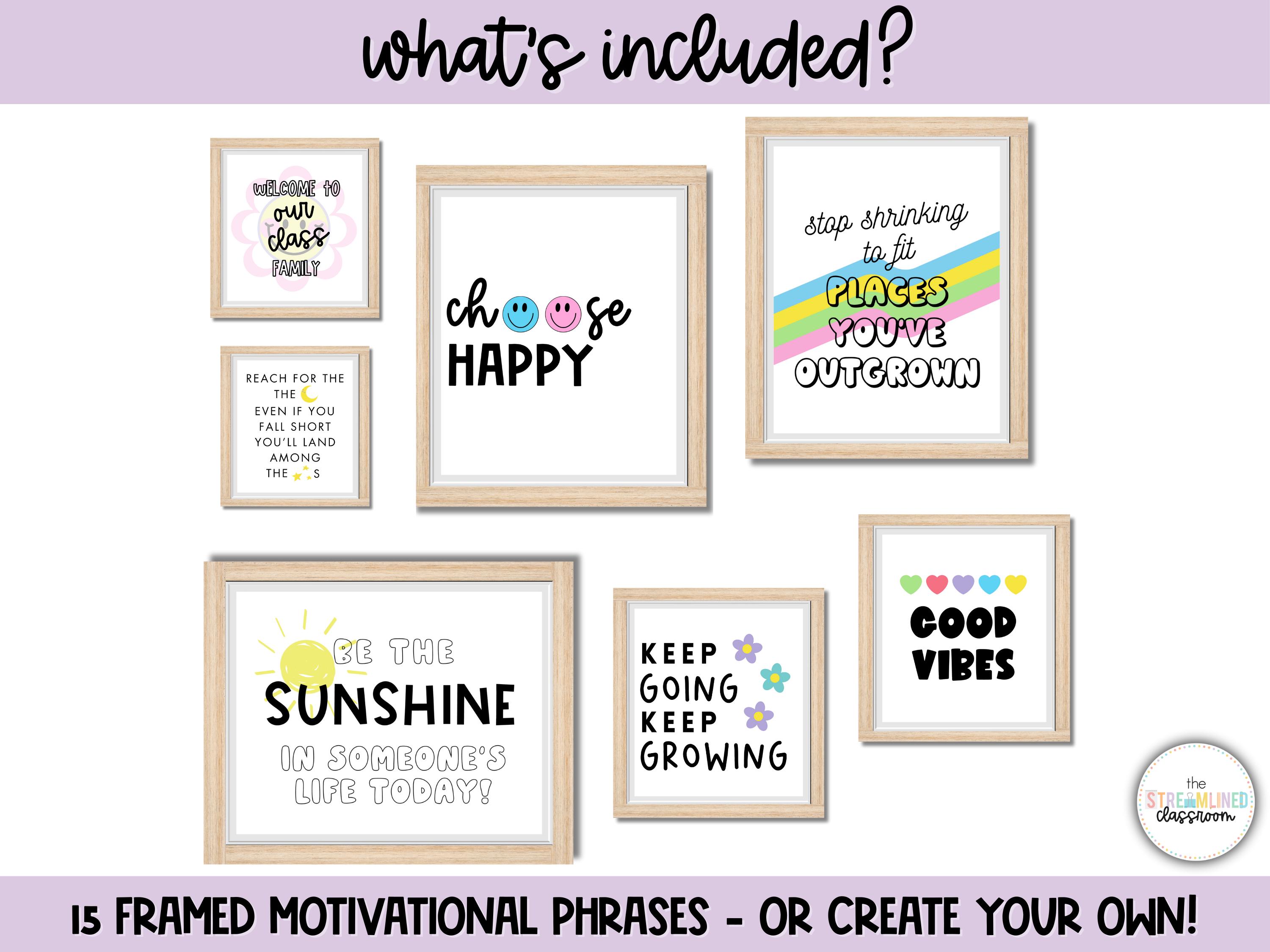 Motivational Quotes Bulletin Board Kit or Classroom Door - Editable ...