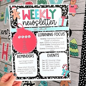 December Newsletter Template - Weekly or Monthly Editable Classroom ...