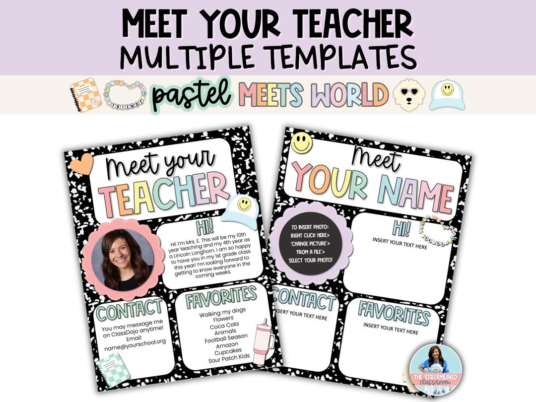 Composition Notebook Meet the Teacher Templates - Editable Meet Your ...