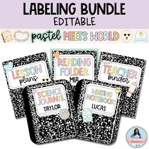 Composition Notebook Labeling Bundle - Teacher Binder Covers - Half ...