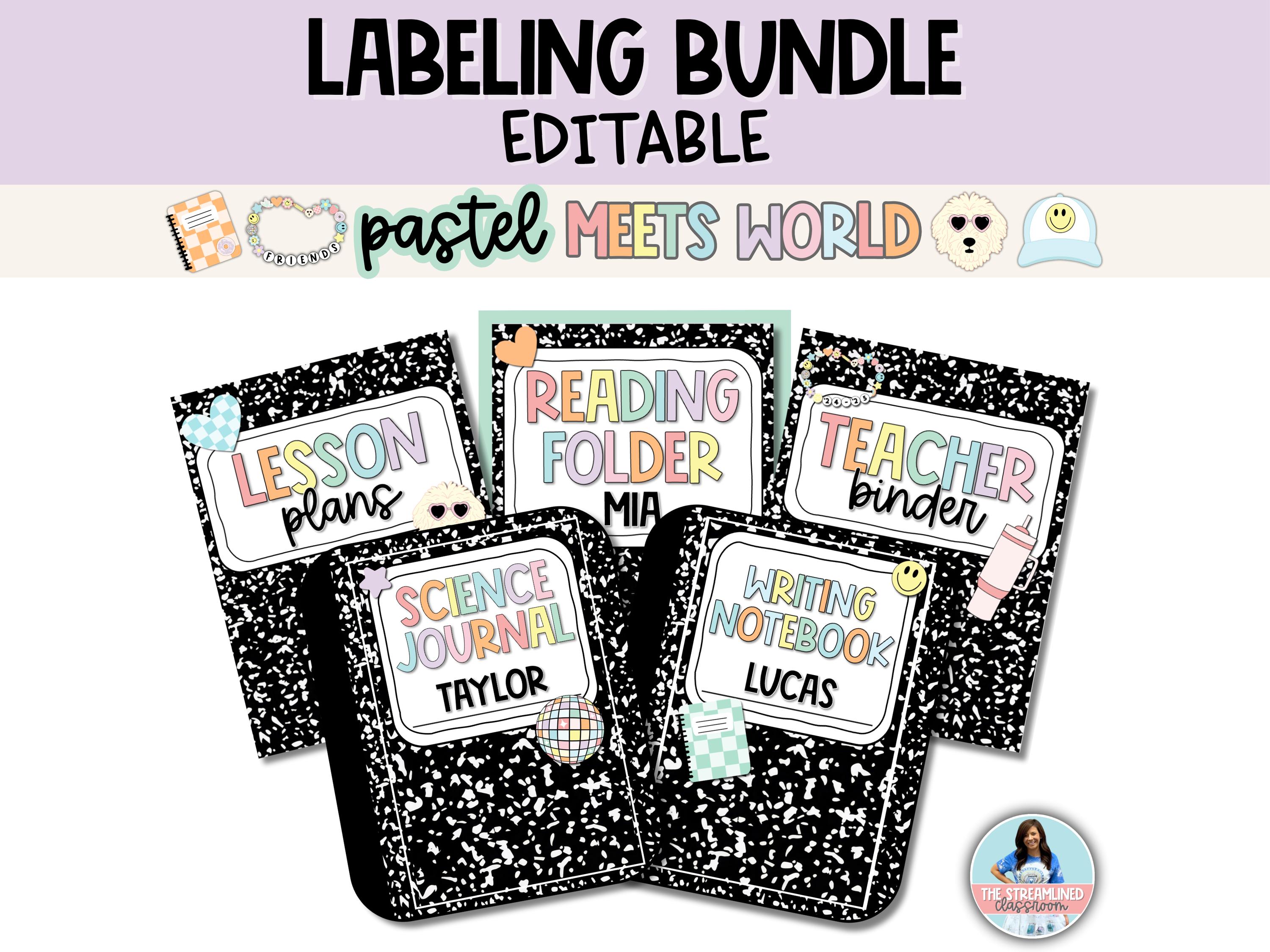 Composition Notebook Labeling Bundle - Teacher Binder Covers - Half ...