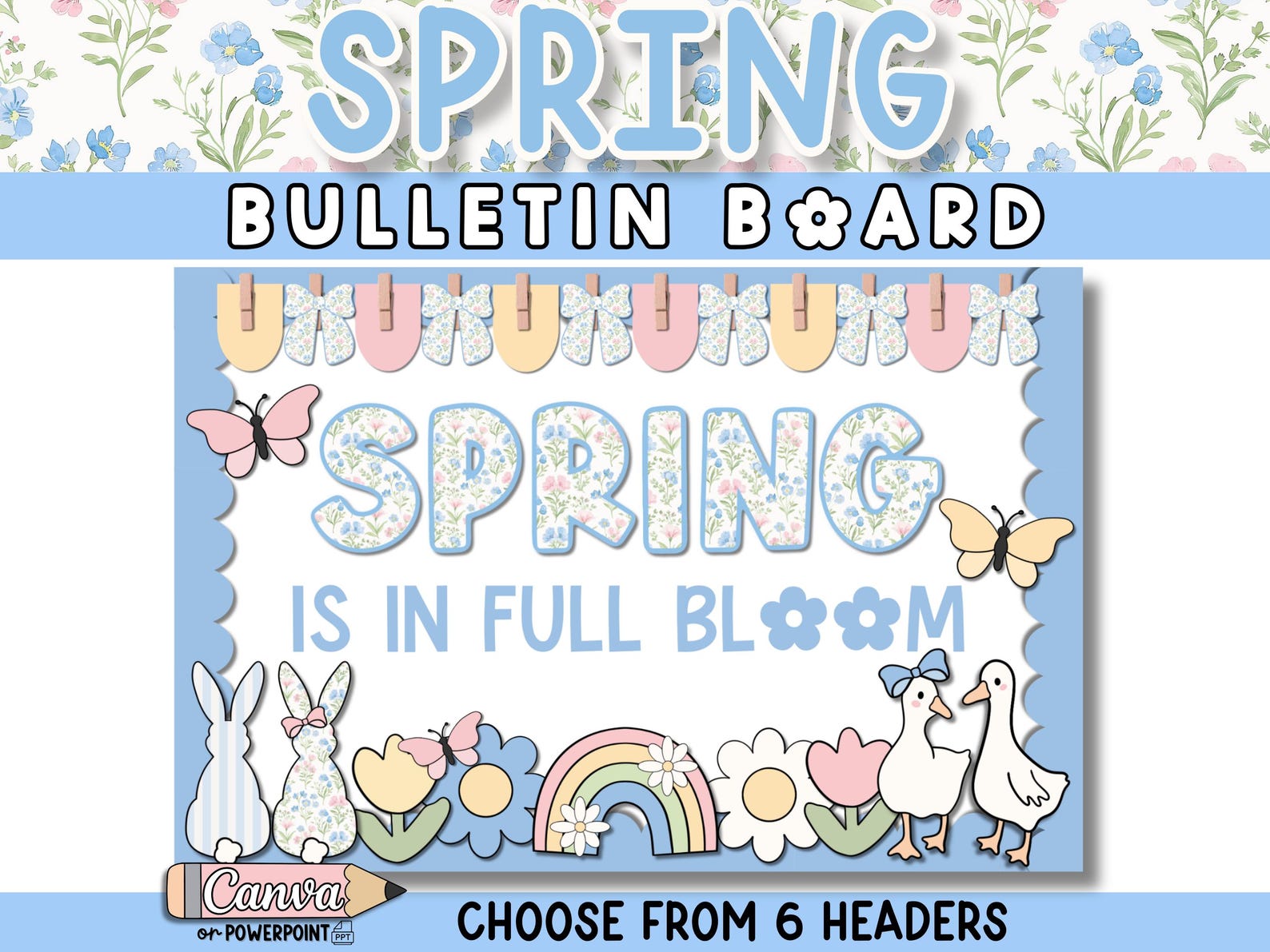 Spring Bulletin Board - Trendy Spring Easter Classroom Decor - March ...