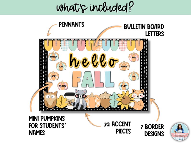 Hello Fall - Fall Bulletin Board Kit - Autumn Door Decor - Editable ...