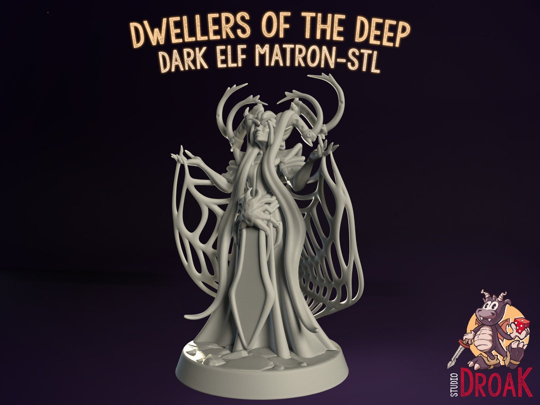 Dark Elf Matron Dwellers of the Deep 3D Miniature for D&D, TTRPG Stl ...