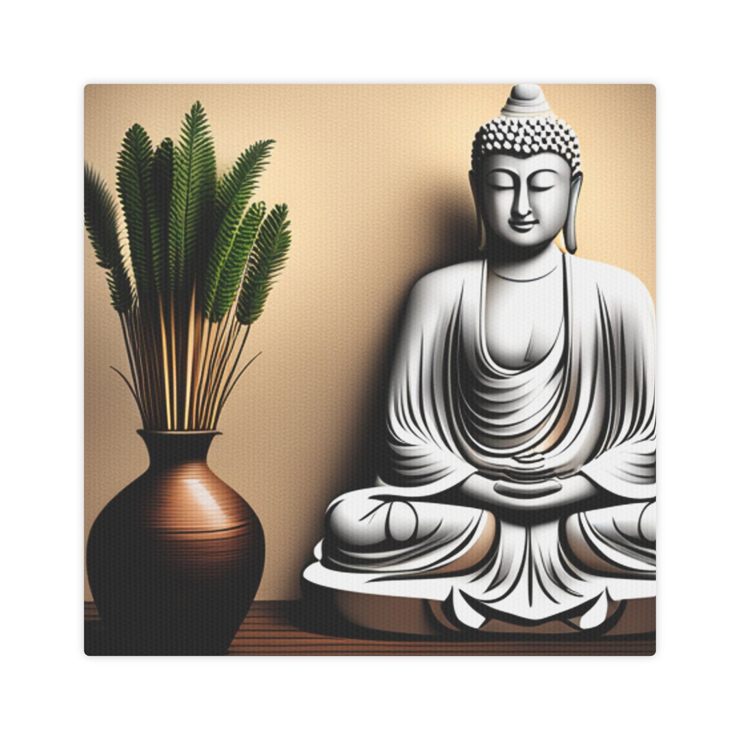 Minimalist Picture of a White Buddha With a Vase in Which - Etsy