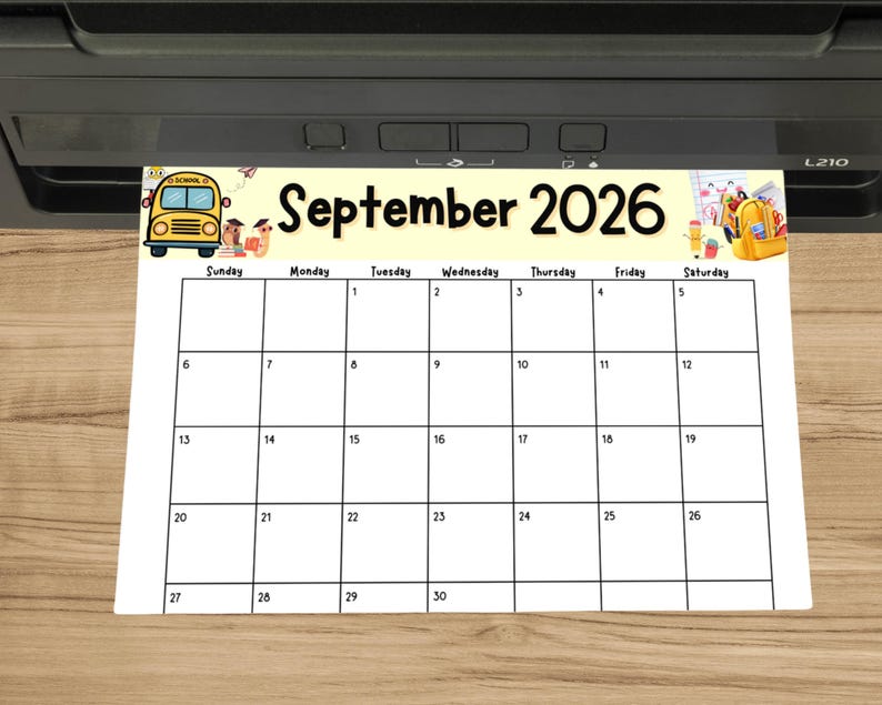 Calendrier 2026 à imprimer pour les enfants, mignon agenda d'école à la ...