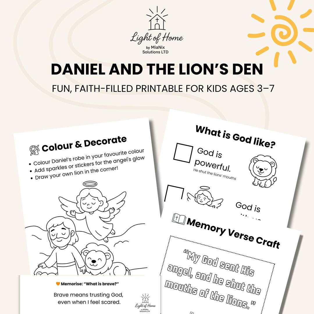 Daniel and the Lions' Den Printable Activity Pack – Bible Verse ...
