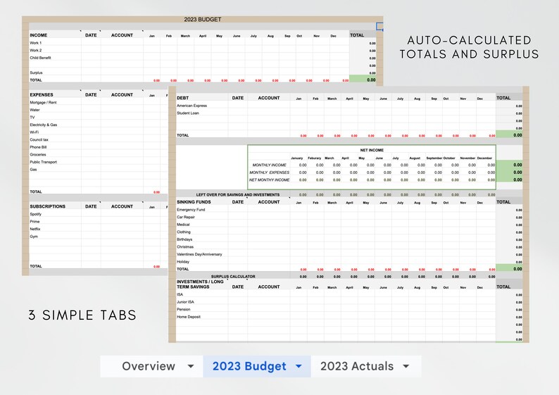 Annual and Monthly Budget Spreadsheet Google Sheets Template - Etsy